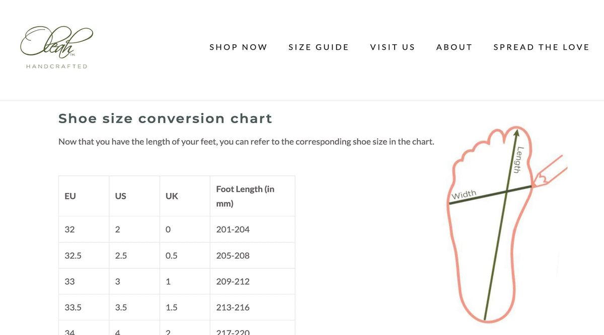 Shoe Size Conversion Charts – Do They Actually Work? – Oleah Handcrafted